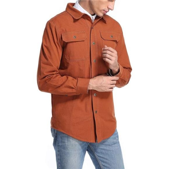 Jackets & Coats | Mens Heavyweight Canvas Flannel Lined Shirt Jacket ...